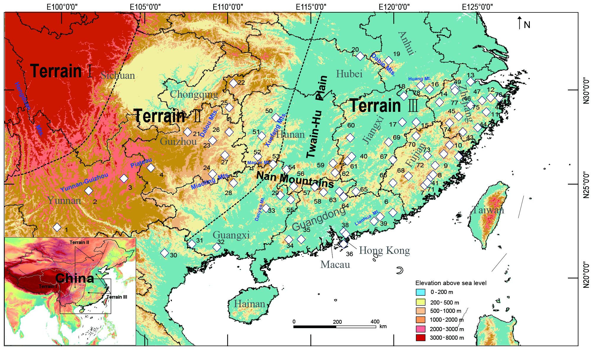 Mountains In China Map